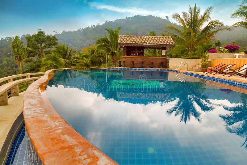 Swimming Pool in Mountain Resorts Stock Image - Image of pier ...