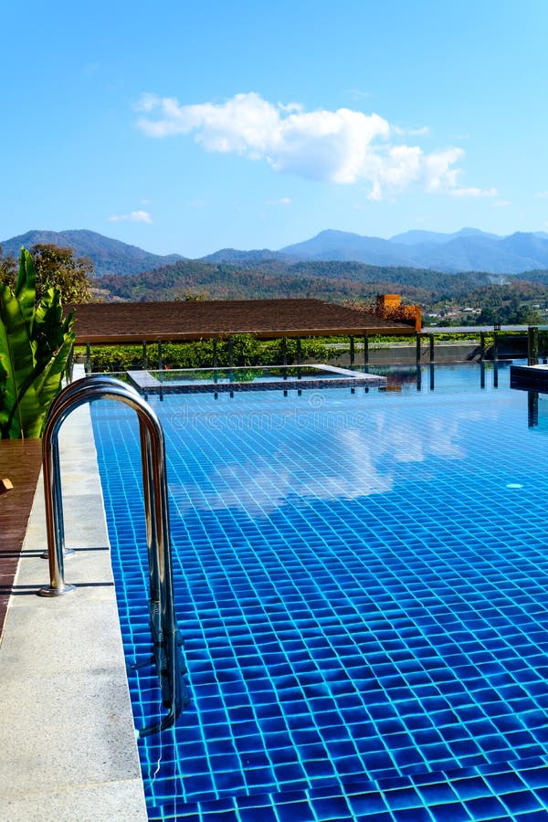 Swimming Pool with Mountain Stock Image - Image of beauty, mountain ...