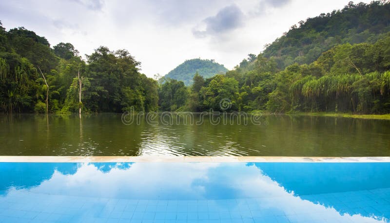 Swimming Pool in the Natural Environment Stock Image - Image of drone ...