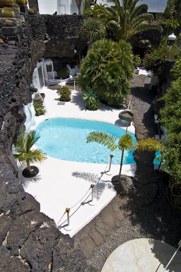 Swimming Pool in Natural Volcanic Rock Area Stock Image - Image of ...