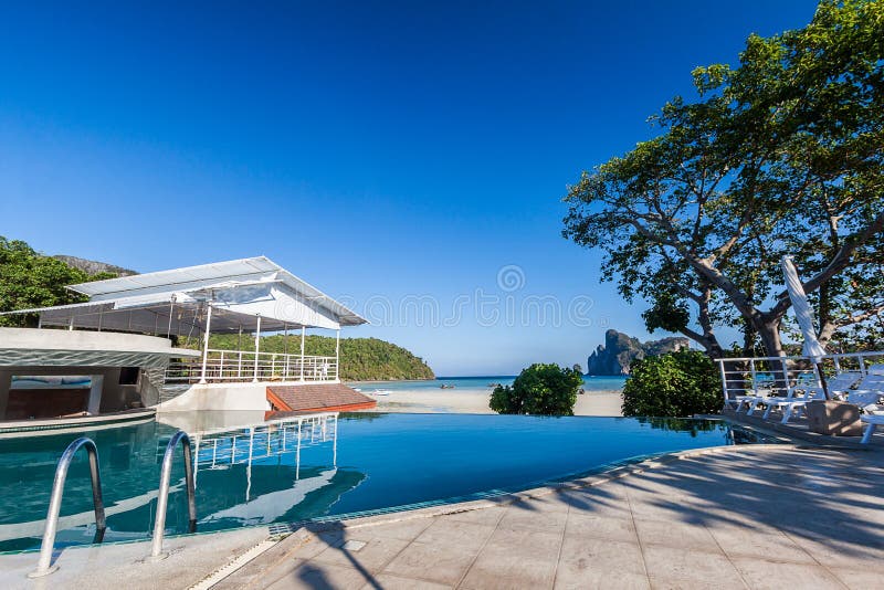 Swimming pool near beach stock image. Image of mountain - 39934547