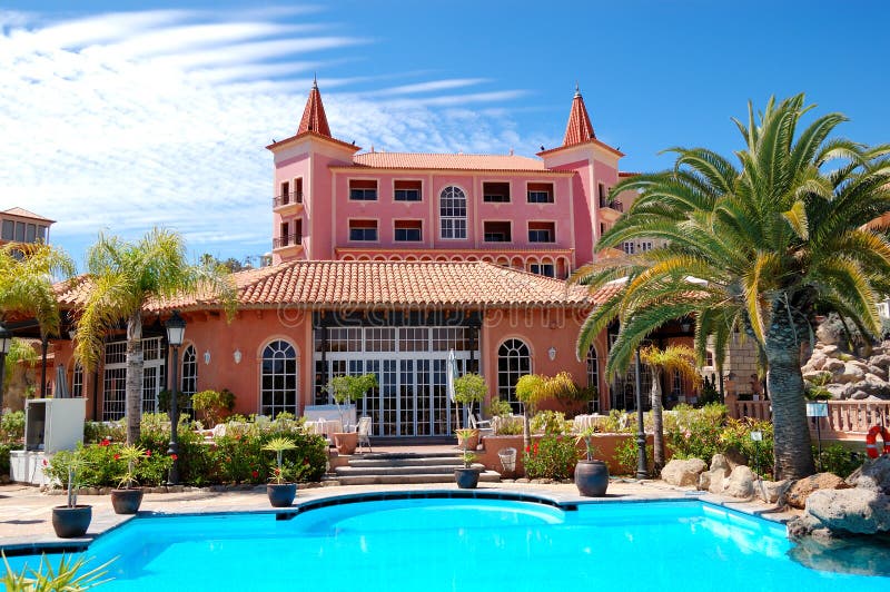 Swimming Pool Near Restaurant at Luxury Hotel Stock Photo - Image of ...