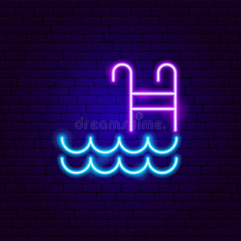 Swimming Pool Neon Sign stock vector. Illustration of recreation ...