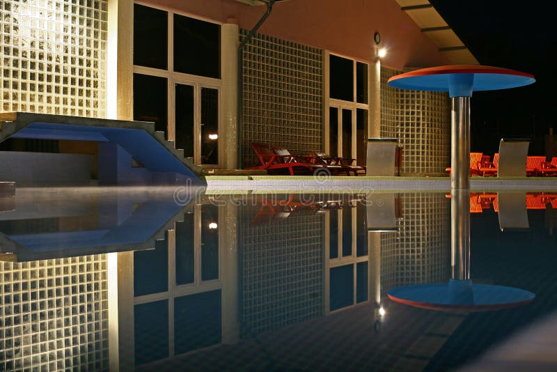 Swimming pool at night stock photo. Image of house, climate - 10937678