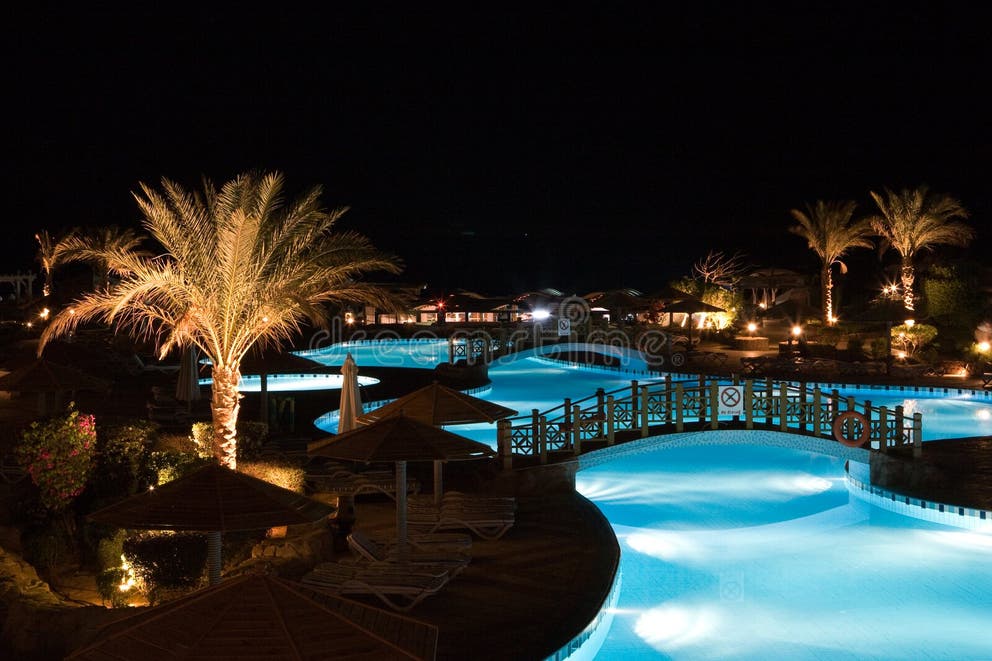 Swimming pool at night stock photo. Image of night, reflexion - 12345866