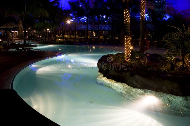 Swimming Pools at Night stock photo. Image of luxury, water - 5011854