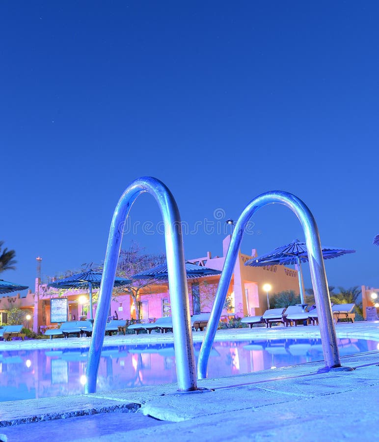 Swimming pool at night stock image. Image of reflected - 36844857