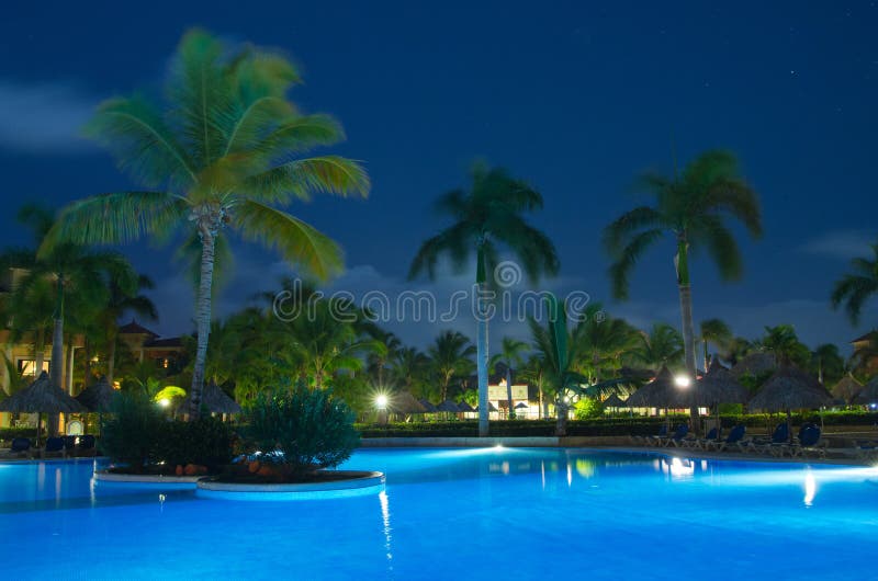 Swimming pool stock photo. Image of night, dusk, outdoor - 269612766