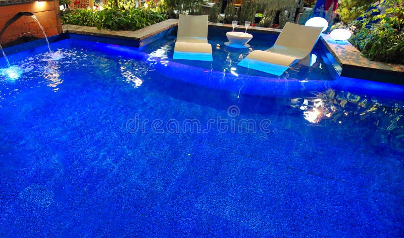 Swimming pool at night stock image. Image of estate - 120925099