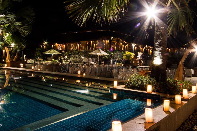 Swimming pool by night stock image. Image of elegant - 89654057