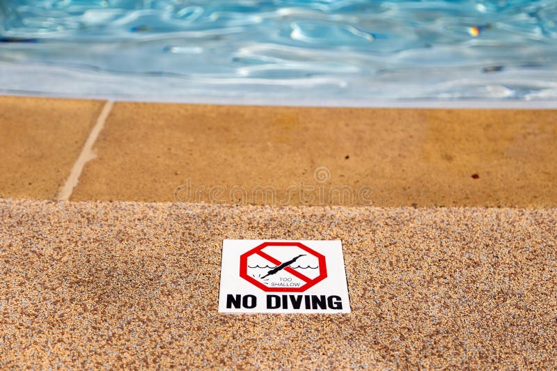 Swimming Pool with No Diving Warning Sign Stock Image - Image of summer ...
