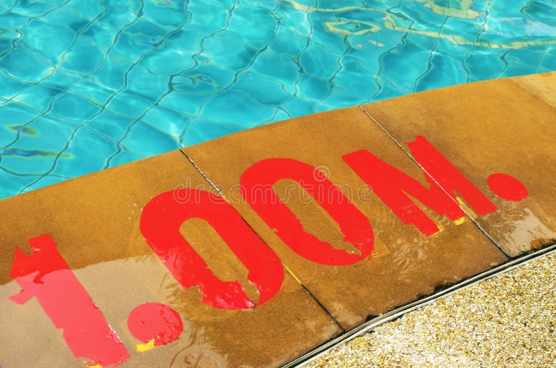 Swimming Pool with Number 1.00 on Ground at Hotel Stock Image - Image ...