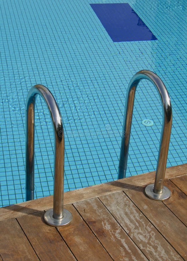 Swimming Pool with Old Wooden Flooring Stock Photo - Image of water ...