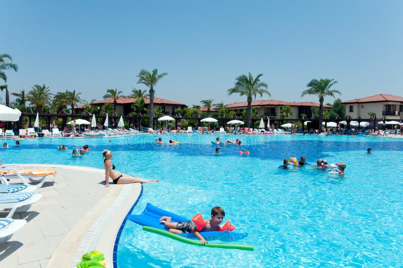 Swimming Pool Open-air, Turkey Editorial Photo - Image of ocean, chair ...