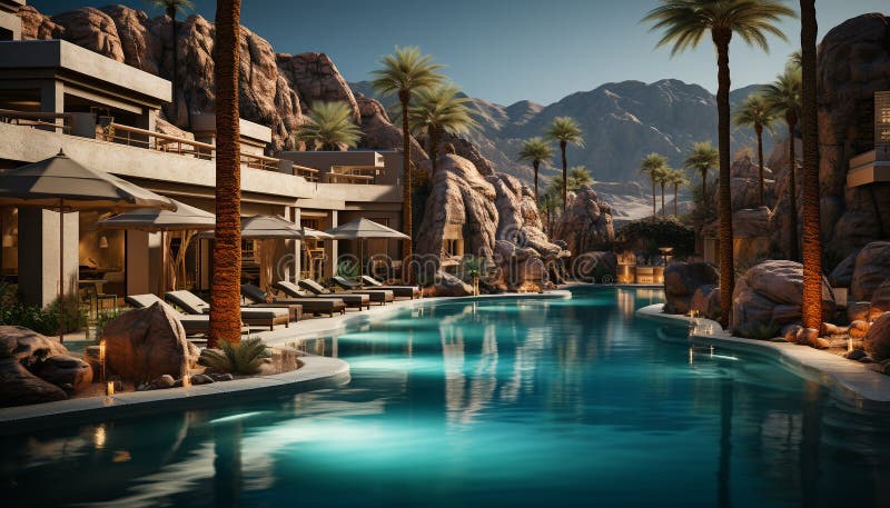 Swimming Pool, Palm Tree, Tropical Climate, Vacations Generated by AI ...