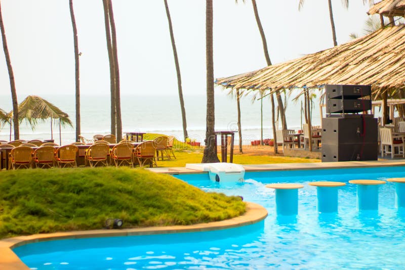 Swimming Pool in a Place Right on the Ocean. Stock Photo - Image of ...