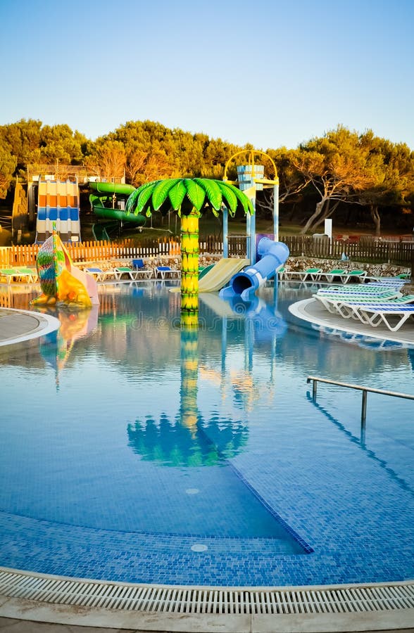 Swimming pool playground stock image. Image of twilight - 91692815