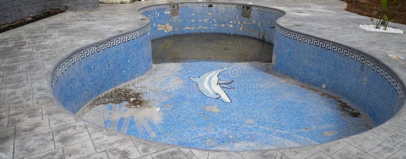 Swimming Pool in Poor Condition, Pending Repair Stock Photo - Image of ...