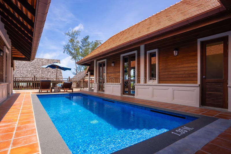 Swimming Pool in Private Villa Stock Image - Image of house, room ...