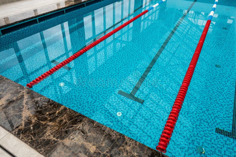 Swimming Pool with Race Tracks or Lanes Stock Photo - Image of platform ...