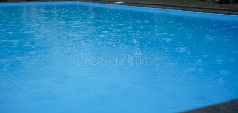 Swimming Pool with Raindrops. Autumn Season Stock Image - Image of ...