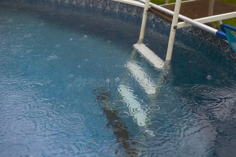Swimming Pool in a Rainy Day Stock Photo - Image of empty, season ...