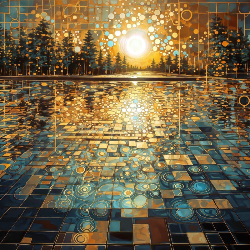 Sunset Reflections: Swimming Pool with Sun and Trees Reflecting ...