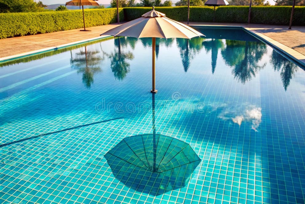 Swimming Pool Reflection with Umbrella Shadow Stock Illustration ...