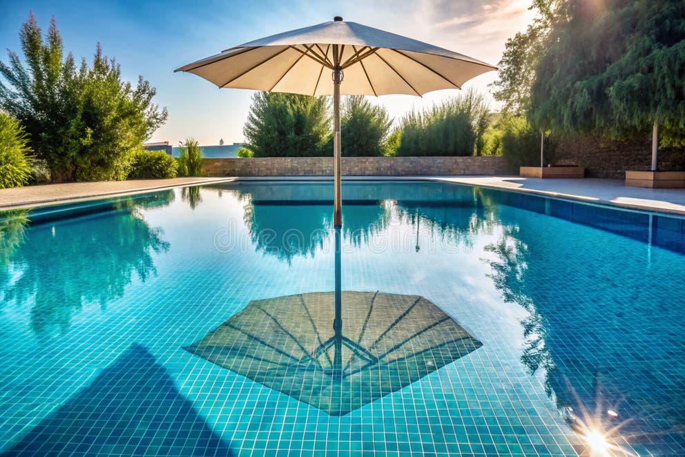 Swimming Pool Reflection with Umbrella Shadow Stock Illustration ...