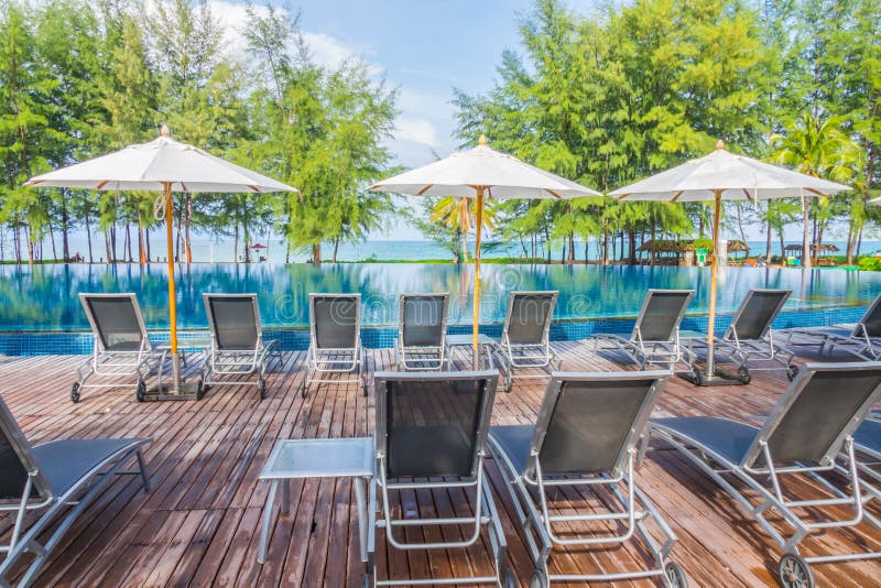 Swimming Pool with Relaxing Seats Near the Sea . Editorial Photo ...