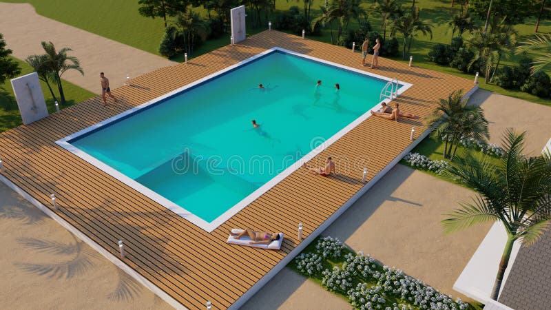 Swimming Pool Rendering Photo Stock Illustration - Illustration of ...