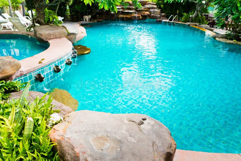 Swimming Pool in the Resort. Stock Image - Image of summer, green: 21576341