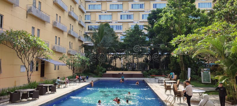 Swimming Pool in Resort in the Morning Editorial Image - Image of ...