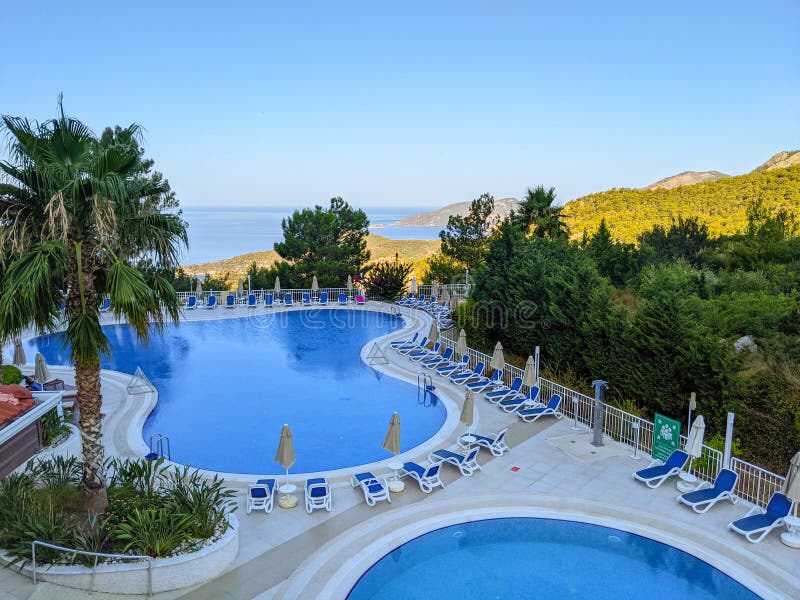 Swimming Pool in a Resort in Turkey in the Mountains Stock Image ...
