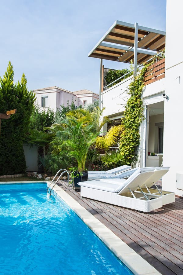 Swimming Pool for Rest and Swimming. Stock Image - Image of grass ...