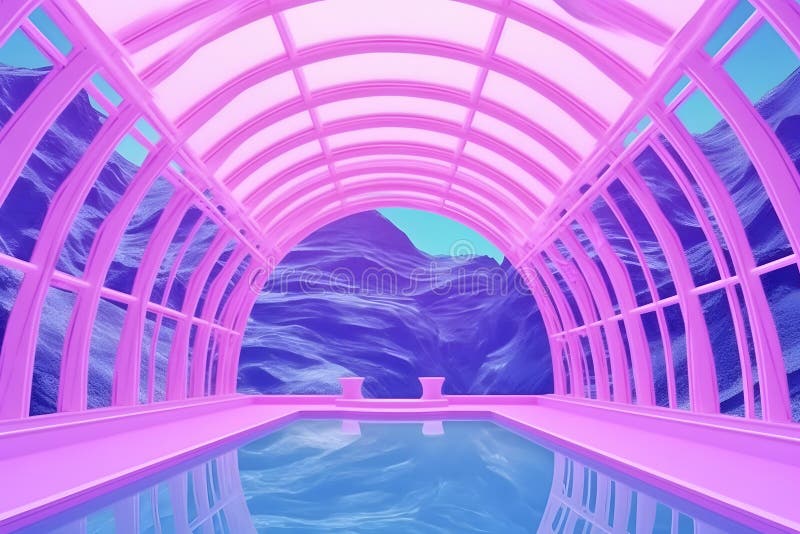 Swimming Pool Retrowave Neon Aesthetic. Neural Network AI Generated ...