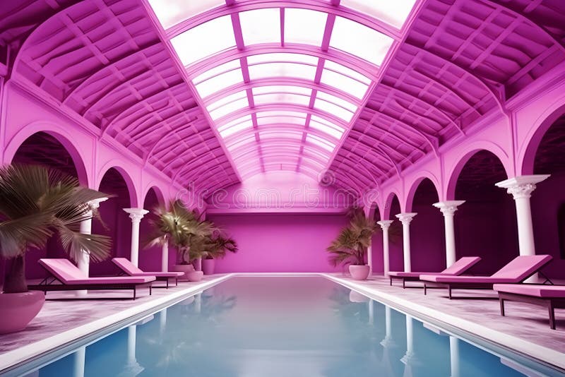 Swimming Pool Retrowave Neon Aesthetic. Neural Network AI Generated ...