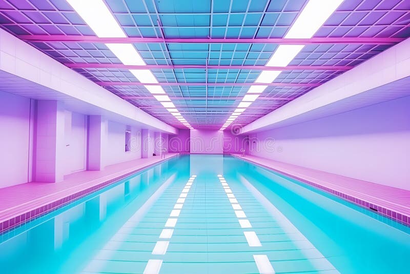 Swimming Pool Retrowave Neon Aesthetic. Neural Network AI Generated ...