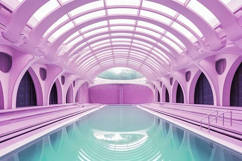 Swimming Pool Retrowave Neon Aesthetic. Neural Network AI Generated ...