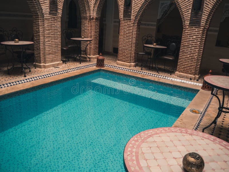 Swimming Pool of a Riad in Marrakesh, Morocco Stock Photo - Image of ...
