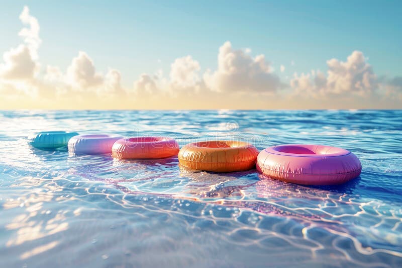 Swimming Pool Ring Float in on Beach. Summer Vacation Concept Stock ...