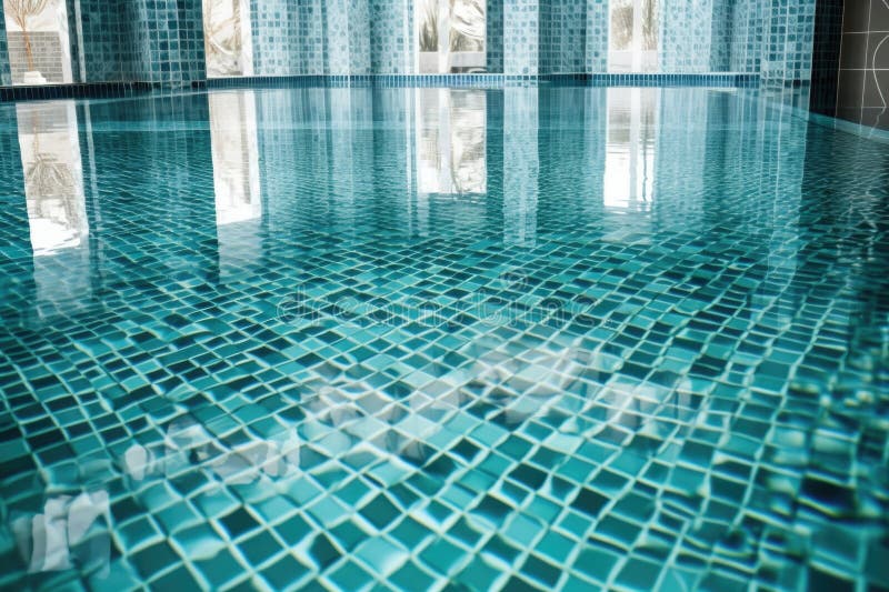 Swimming Pool, with Ripples and Reflections, Surrounded by Sparkling ...