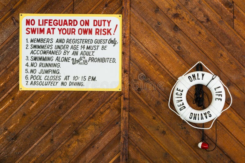 Swimming Pool Rules and Life Preserver Stock Photo - Image of sport ...