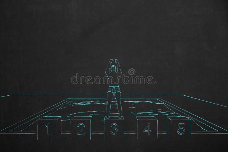 Swimming Pool Scenery Drawed with Chalk on a Dark Chalkboard Stock ...