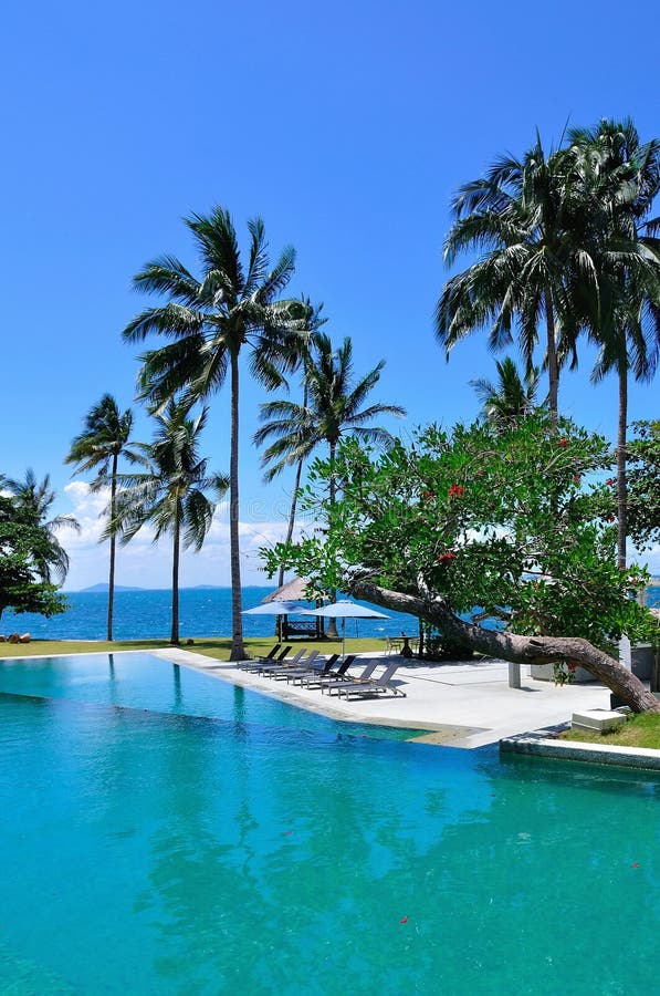 Swimming Pool beside the Sea Stock Image - Image of building, landscape ...