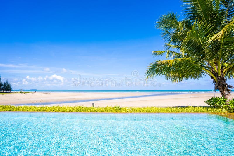 Swimming pool by the sea stock image. Image of leisure - 225310019