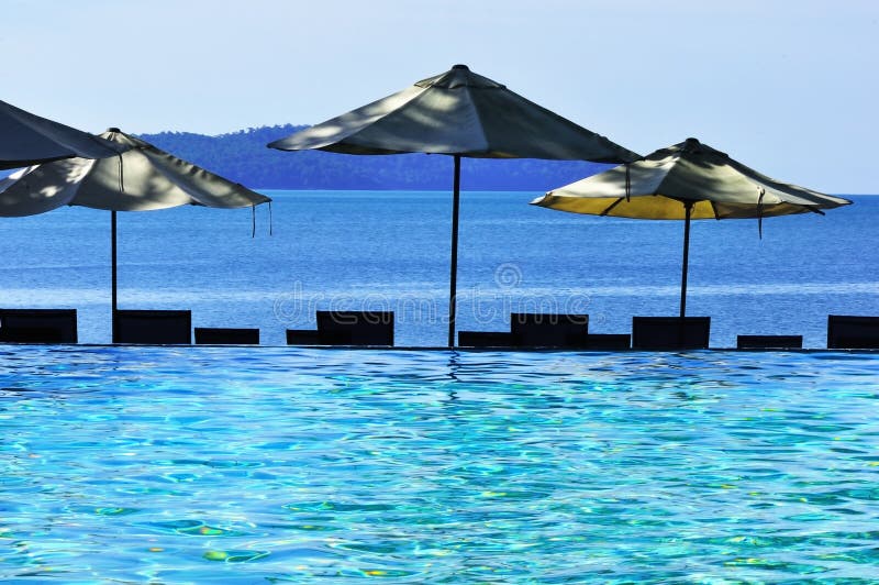 Swimming pool and sea stock image. Image of island, caribbean - 28312001