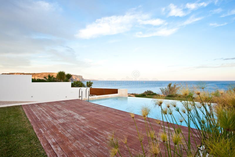 Swimming Pool with Sea View Stock Photo - Image of nature, outdoor ...