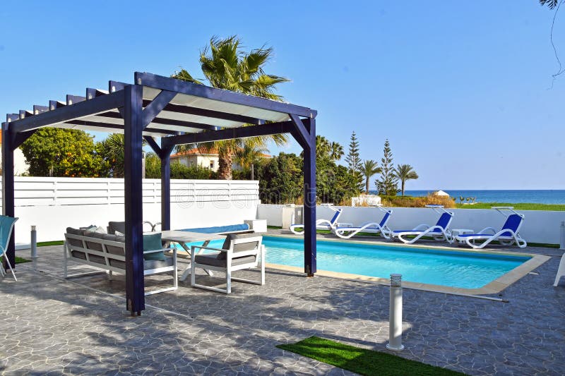 Swimming Pool with Sea View Stock Photo - Image of relax, yard: 271620636