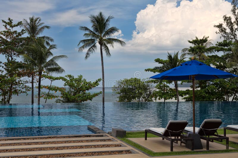 Swimming Pool with Sea Views Stock Image - Image of house, landscape ...